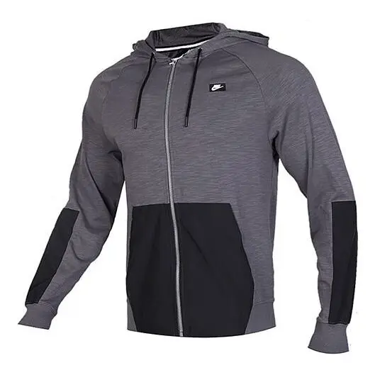 Nike Colorblock Hooded Drawstring Jacket - Grey
