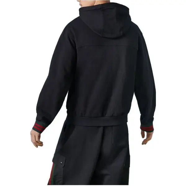 Gucci Cotton Jersey Hooded Jacket With Web Detail