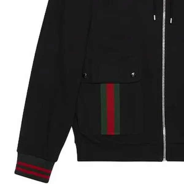 Gucci Cotton Jersey Hooded Jacket With Web Detail