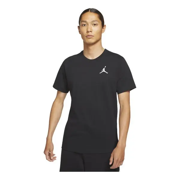 JORDAN Jumpman Logo Embroidered Sports Round Neck Short Sleeve - Black