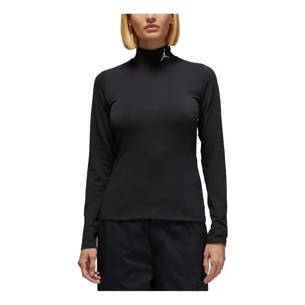 JORDAN Flight Long Sleeve Mock Neck Top - Black