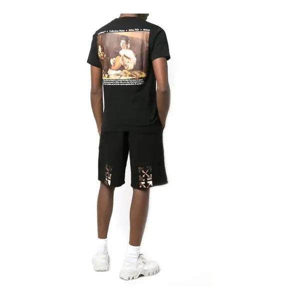 Off-White Ss22 Caravaggio Alphabet Printing Round Neck Pullover Short Sleeve Ordinary Version Black - Multi-color