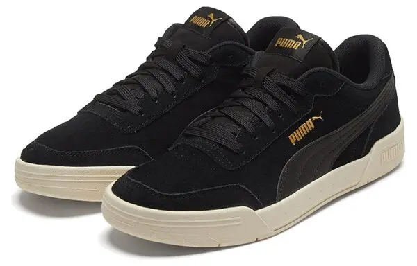 PUMA Caracal Suede Low Top Sneakers - Black/white/gold