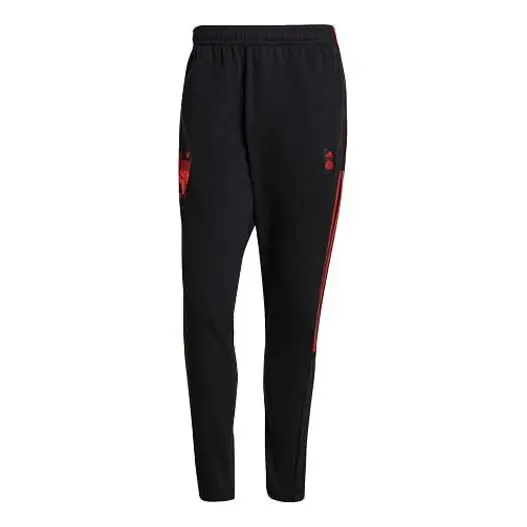 Adidas Bayern Munich Contrasting Colors Stripe Embroidered Cone Sports Pants - Black