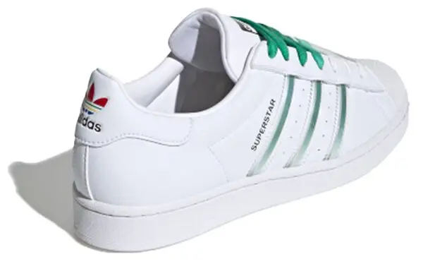 Adidas Superstar Low Top Sneakers With Interchangeable Stripes - White/green