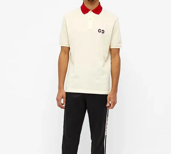 Gucci Contrast Collar Logo Printed Polo Shirt For