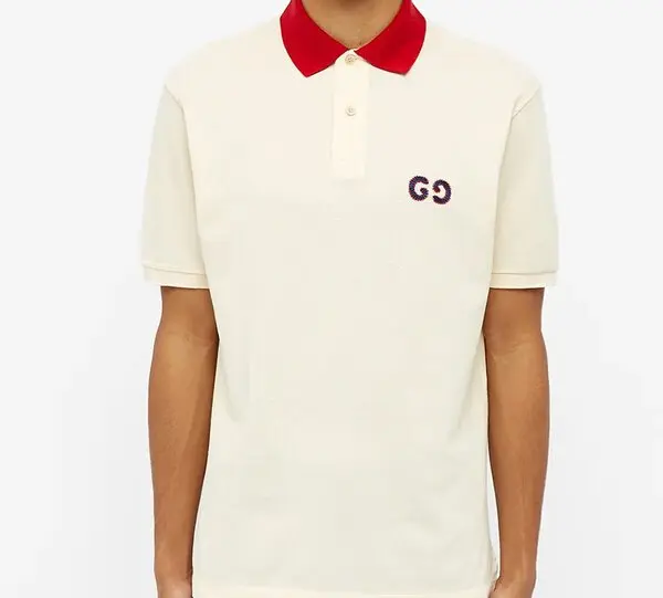 Gucci Contrast Collar Logo Printed Polo Shirt For