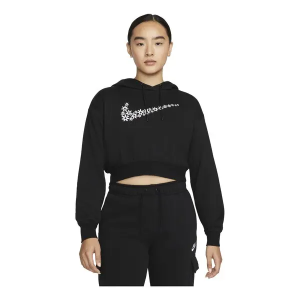Nike Logo Embroidered Fleece Hoodie - Black