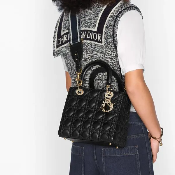 Dior Lady Bag In Lambskin - Black