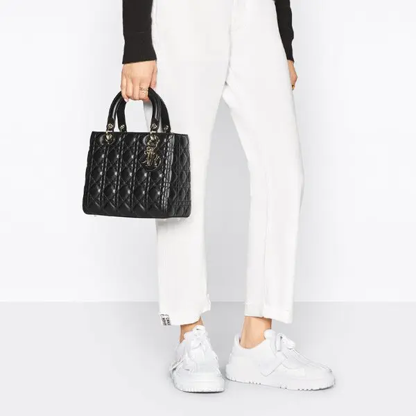 Dior Lady Bag In Lambskin - Black