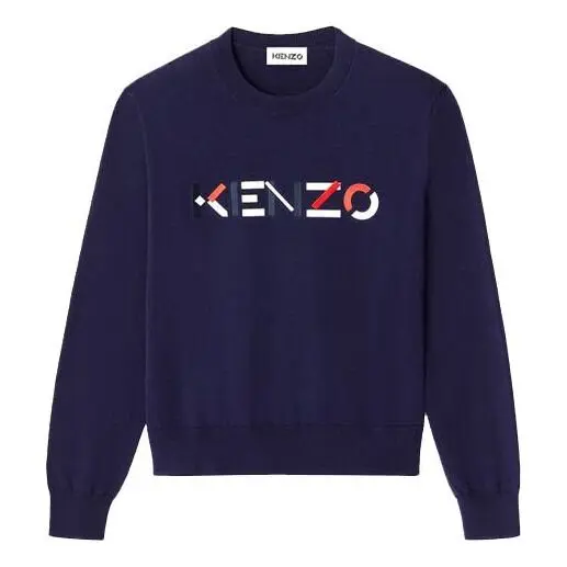 Kenzo Embroidered Logo Round Neck Sweatshirt - Blue