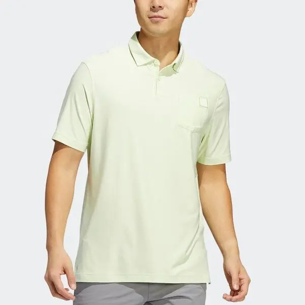 Adidas Solid Color Patch Pocket Short Sleeve Green Polo Shirt