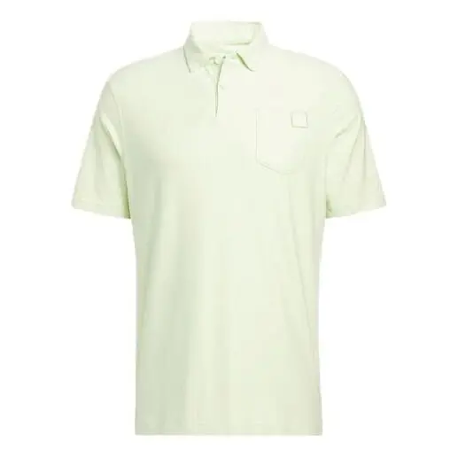 Adidas Solid Color Patch Pocket Short Sleeve Green Polo Shirt