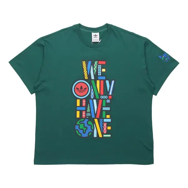 Adidas Originals Artist Tee Ss Earth Printing Sports Round Neck Short Sleeve Forest - Green