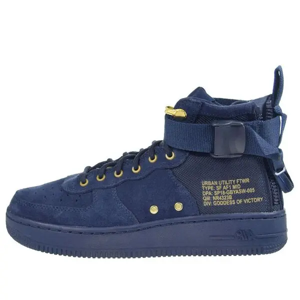 Nike Sf Air Force 1 Mid High Top Sneakers - Blue