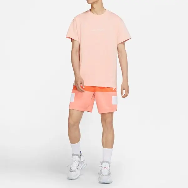 JORDAN Large Logo Sports Round Neck Short Sleeve - Orange