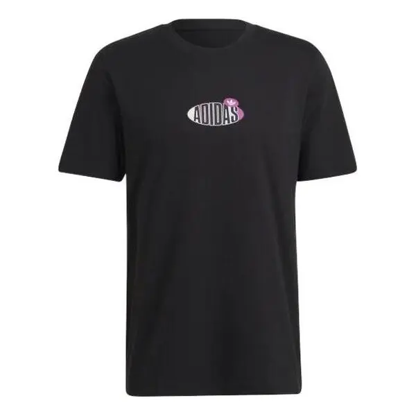 Adidas Originals Minimalistic Alphabet Logo Printing Round Neck Short Sleeve Black T-shirt - Default Color