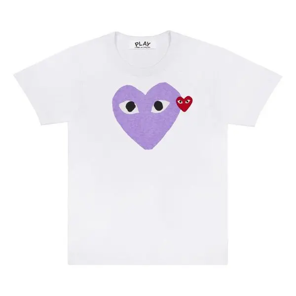 Play Comme Des Garcon Red Emblem Heart T-shirt - White/purple