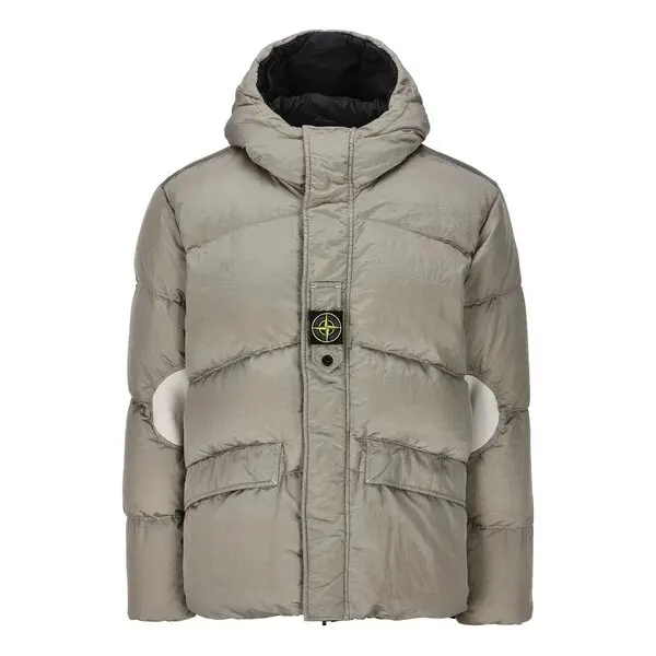 Stone Island Compass-motif Down Puffer Jacket - Grey
