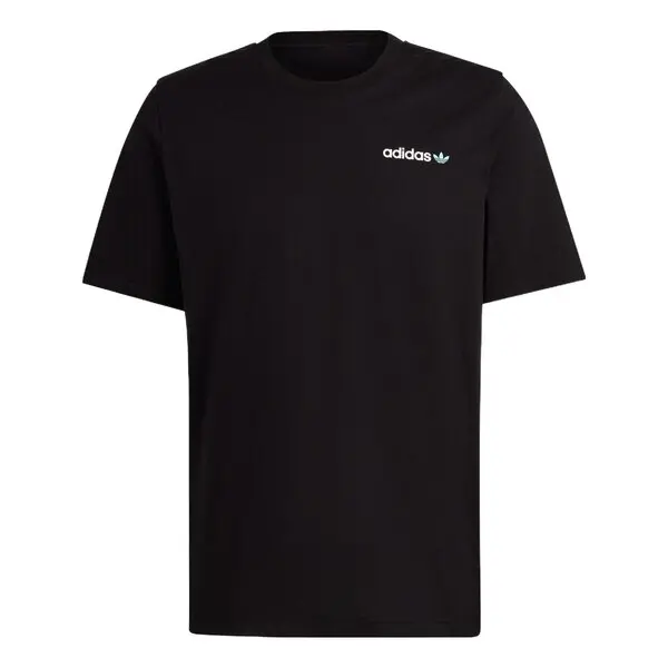Adidas Originals Back Sailboat Pattern Alphabet Printing Loose Round Neck Short Sleeve Black T-shirt - Default Color