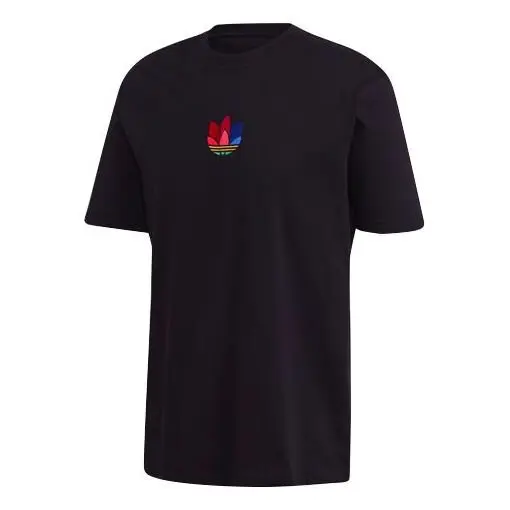 Adidas Originals 3d Trefoil Tee Casual Logo Round Neck Short Sleeve - Black