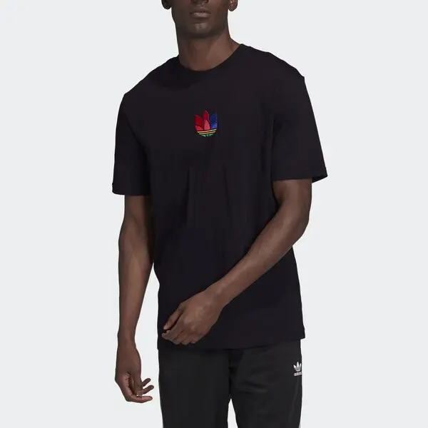 Adidas Originals 3d Trefoil Tee Casual Logo Round Neck Short Sleeve - Black