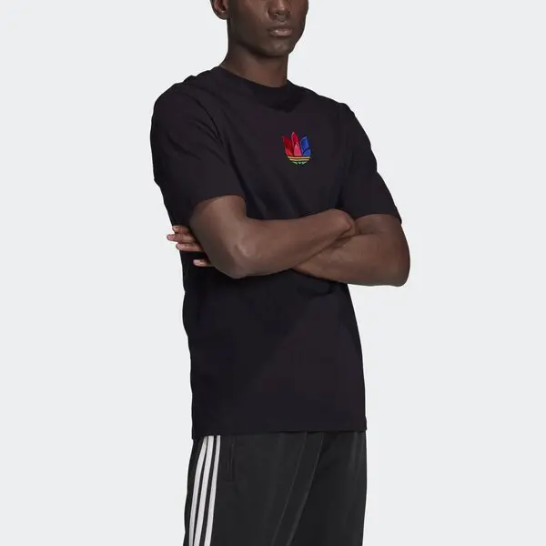 Adidas Originals 3d Trefoil Tee Casual Logo Round Neck Short Sleeve - Black