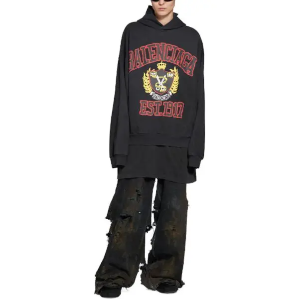 Balenciaga Diy College Hoodie - Black