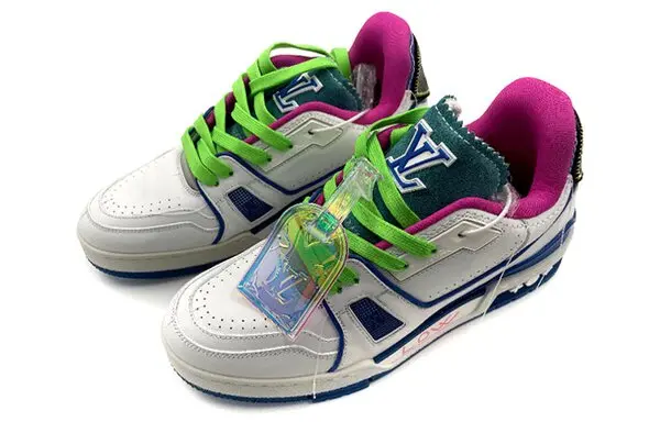 LOUIS VUITTON Trainer Upcycling Sneakers - Blue/white/pink