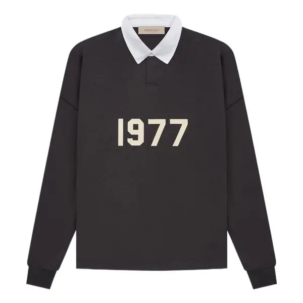 Fear Of God Ss22 1977 Henley Rugby Polo Shirt 'iron - Black