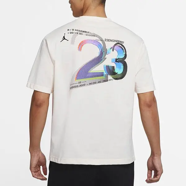 JORDAN Solid Color Flying Logo Round Neck Short Sleeve White - Default Color
