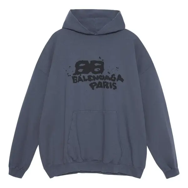 Balenciaga Hand-drawn Bb Icon Hoodie - Blue