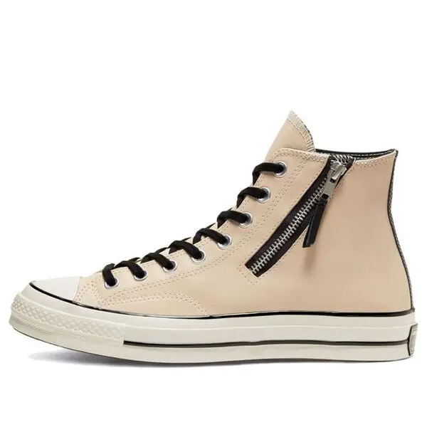 CONVERSE Leather Side Zip Chuck 70 High Top Sneakers - White