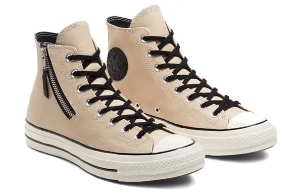 CONVERSE Leather Side Zip Chuck 70 High Top Sneakers