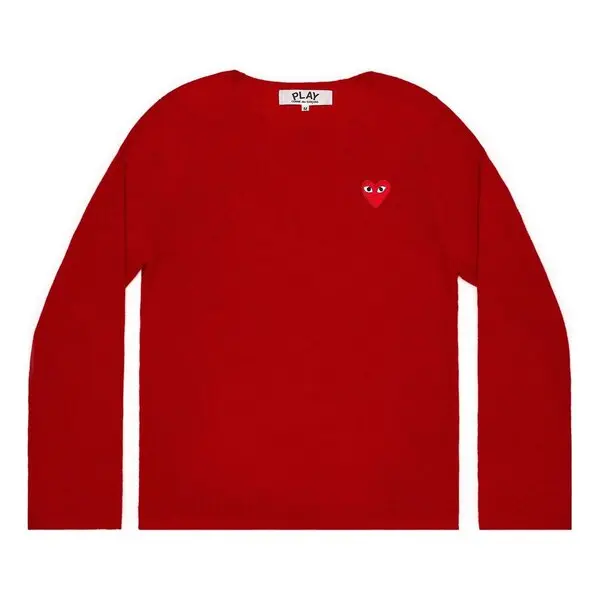 Play Comme Des Garcon Emblem Long Sleeve T-shirt - Red