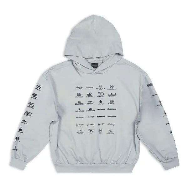 Balenciaga Archives Logos Hoodie - Light Grey
