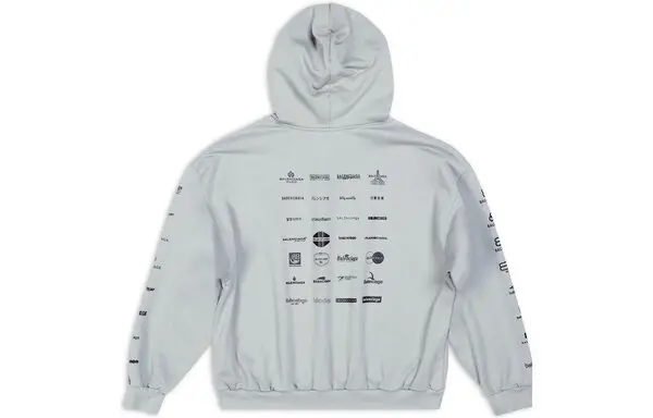 Balenciaga Archives Logos Hoodie - Light Grey