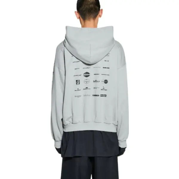 Balenciaga Archives Logos Hoodie - Light Grey