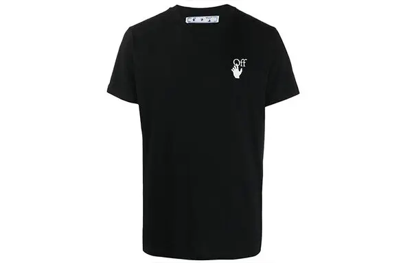 Off-White Short Sleeve Cotton T-shirt With Arrow Logo - Black