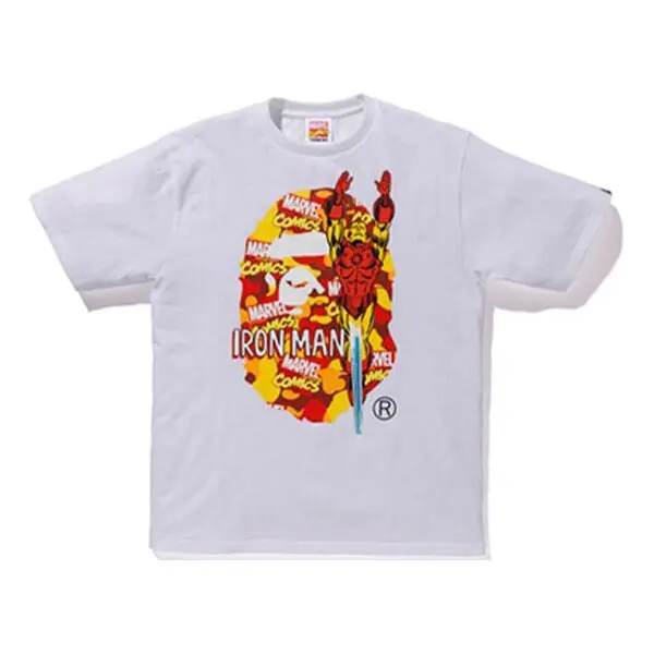 A BATHING APE X Marvel Camouflage Ape Head Logo T-shirt - White
