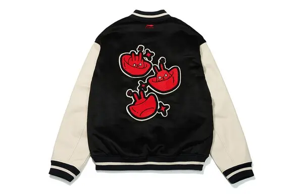 LI-NING Rijindoujin Varsity Padded Jacket - Black/beige/red