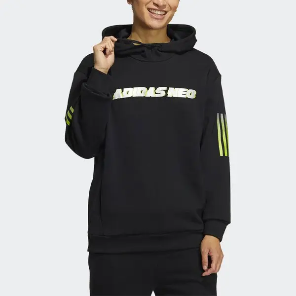 Adidas Neo Logo Printing Stripe Sports Loose Black - Default Color