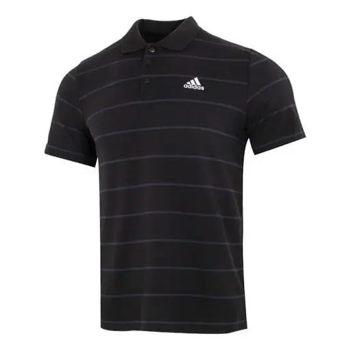Adidas Fi Stripe Polo Athleisure Casual Sports Short Sleeve Polo Shirt Black - Multi-color