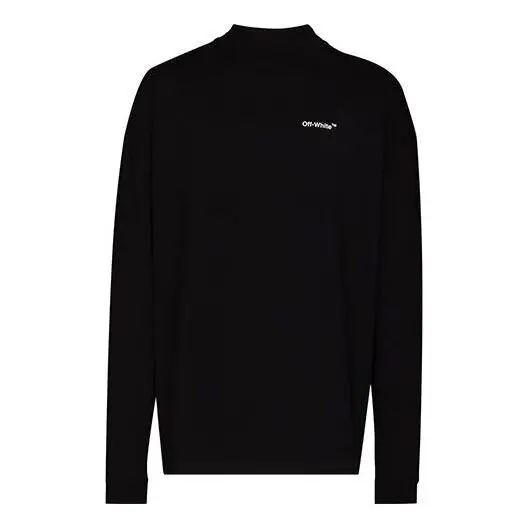 Off-White Fw21 Logo Alphabet Arrow Round Neck Long Sleeves Loose Fit Black T-shirt - Default Color