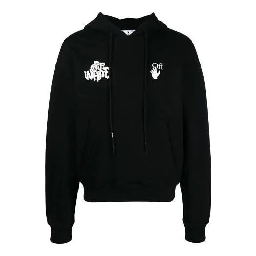 Off-White Printed Logo Pullover Hoodie - Black