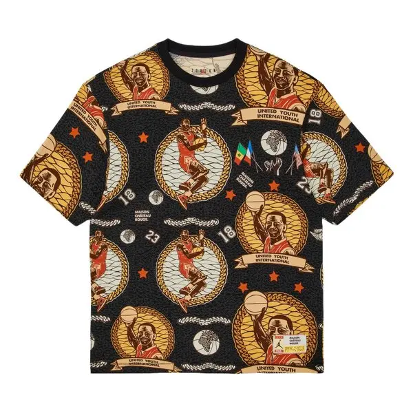 JORDAN X Maison Chateau Rouge Crossover Pattern Full Print Short Sleeve Asia Edition Black - Default Color