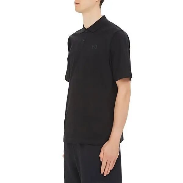 Adidas Y-3 Casual Solid Color Cotton Polo Shirt - Black