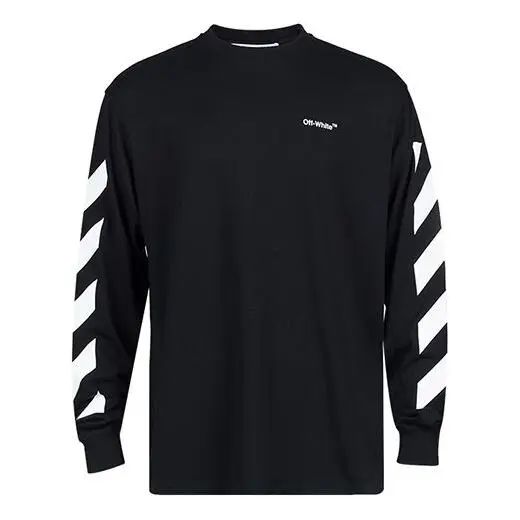 Off-White Ss22 Diag Alphabet Stripe Pattern Pullover Long Sleeves Loose Fit Black T-shirt - Multi-color