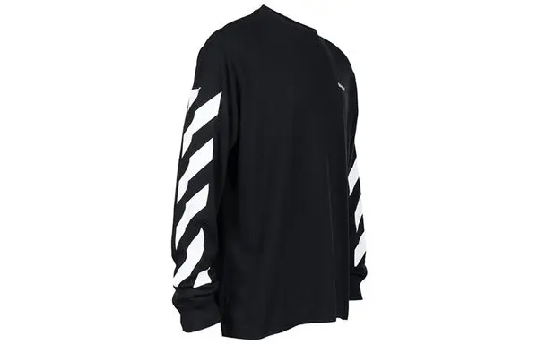 Off-White Ss22 Diag Alphabet Stripe Pattern Pullover Long Sleeves Loose Fit Black T-shirt