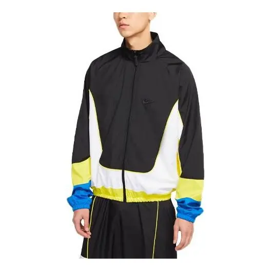 Nike Throwback Colorblock Woven Sports Basketball Jacket - Black